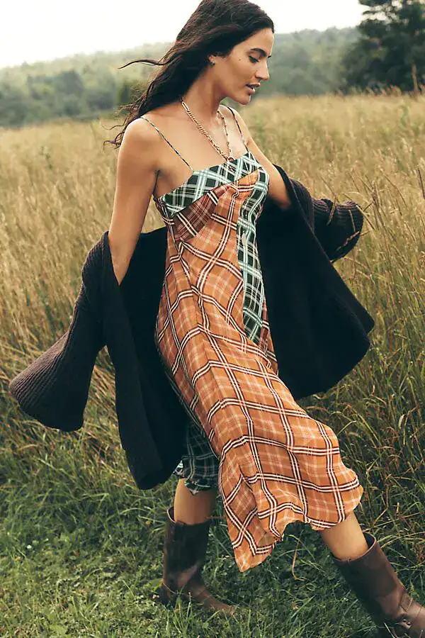Maeve Sleeveless Asymmetric Plaid Mix Midi Dress In Multi - 65% Off |  Editorialist