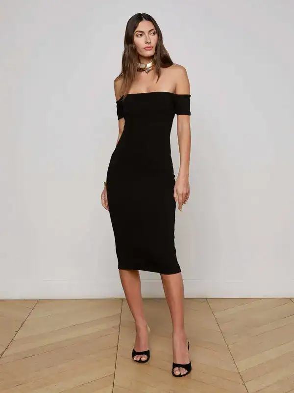 L'Agence Yazzy Off-The-Shoulder Dress In Black - 50% Off | Editorialist