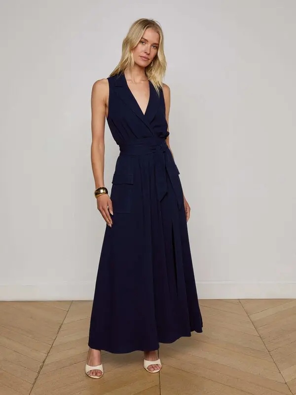 L'Agence Mayer Linen-blend Maxi Dress