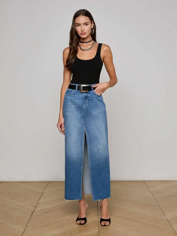 L'Agence Rysa Jean Maxi Skirt - Woodrow