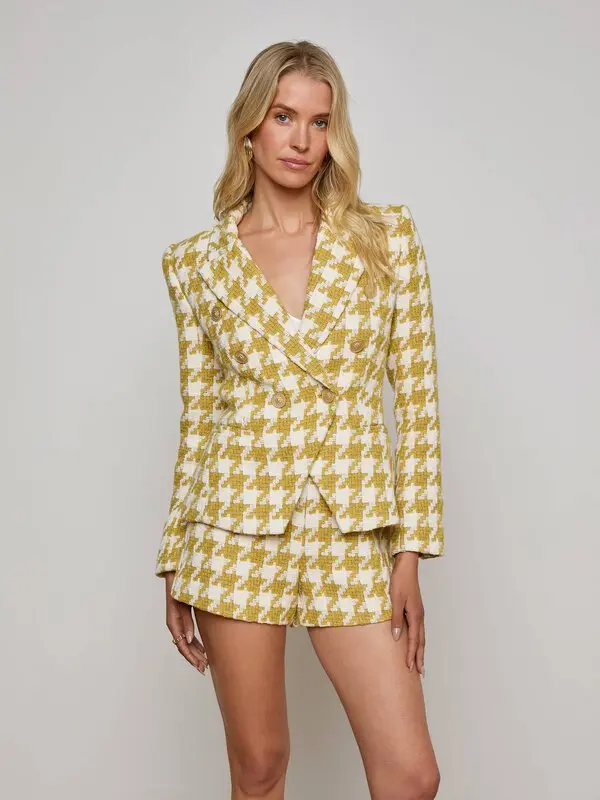 L'Agence Marie Houndstooth Tweed Blazer