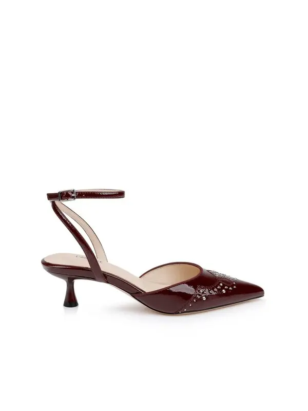 L'Agence Liana Leather Kitten-heel Mule - Wine Patent