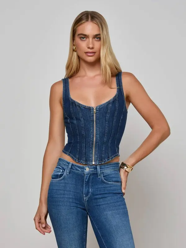 L'Agence Elysia Zip Corset Tank Top