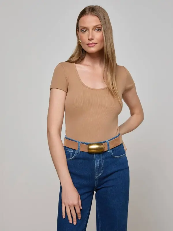 L'Agence Brynlee Scoopneck T-shirt - Cinnamon Swirl