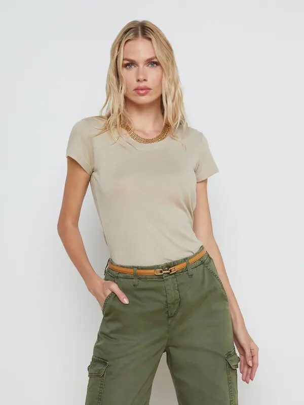 L'Agence Cory Cotton Scoopneck T-shirt - Biscuit