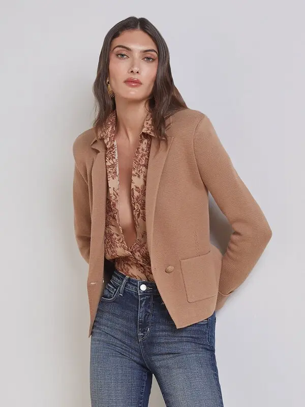 L'Agence Sofia Knit Blazer - Ginger Snap