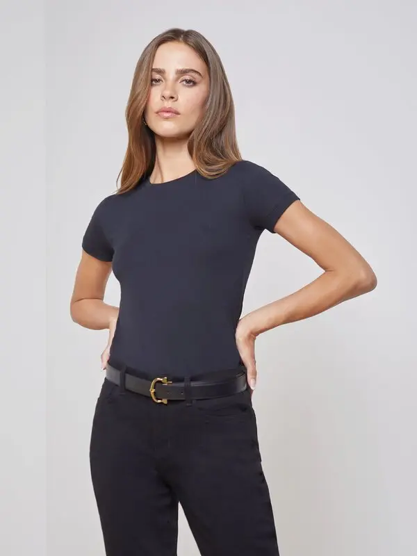 L'Agence Ressi Micro-rib T-shirt - Black Micro Modal