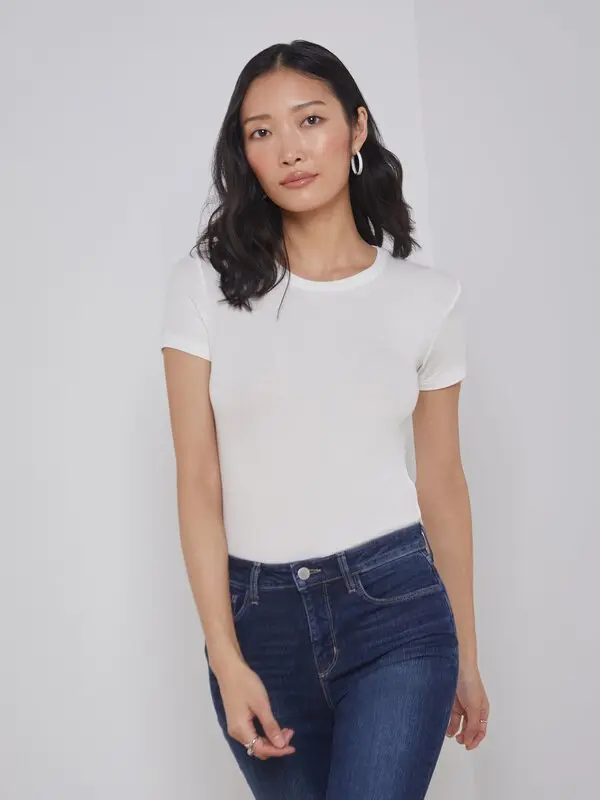 L'Agence Ressi Micro-rib T-shirt - White Micro Modal
