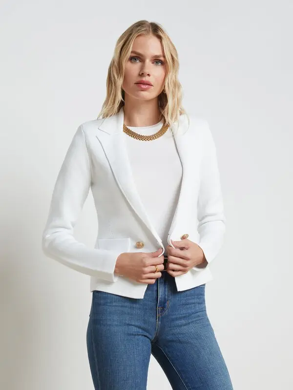L'Agence Sofia Knit Blazer - White