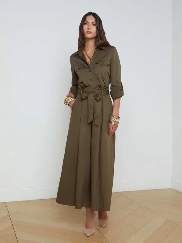 L'Agence Lowen Cropped Wide Leg Pants - Pine