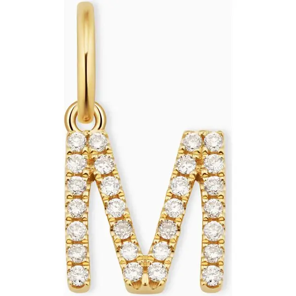 ORADINA 14k Gold Diamond Letter Pendant Charm - Yellow Gold - M