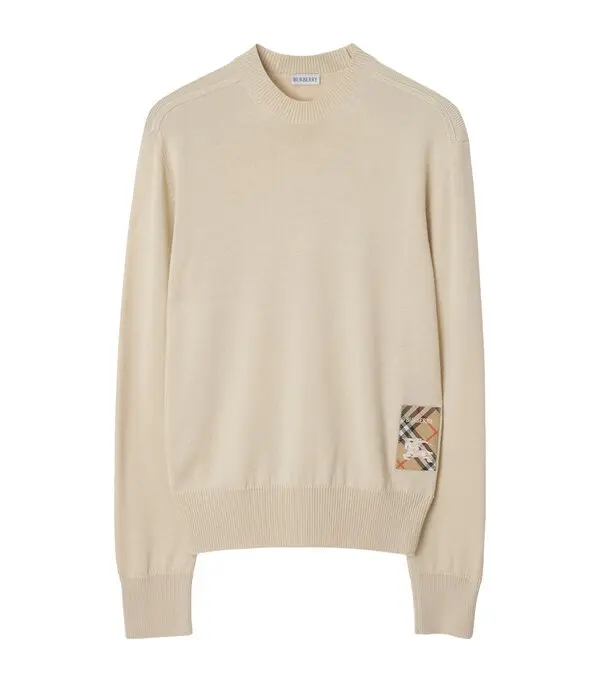 Burberry Wool Check Label Sweater - Beige