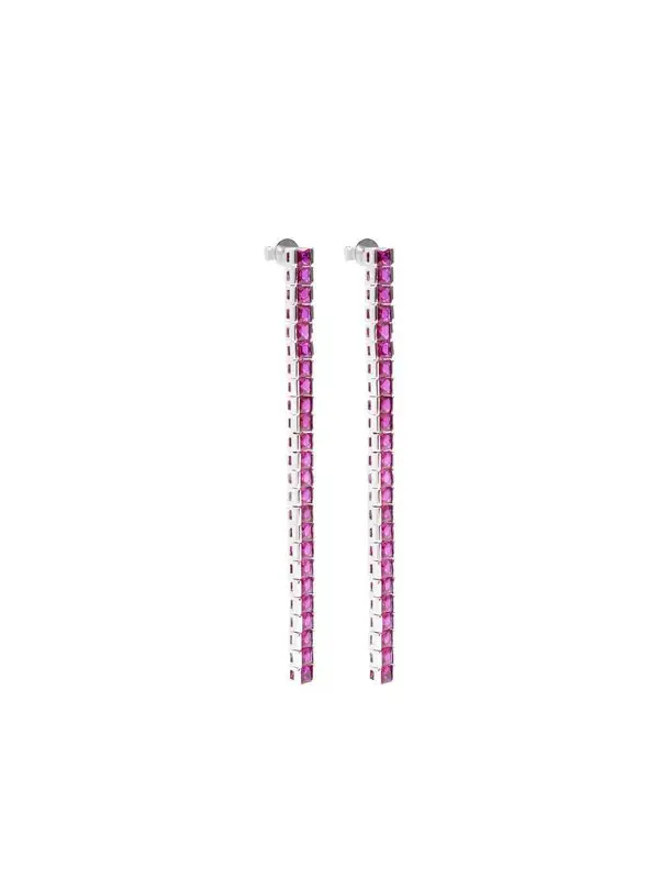 IZABEL DISPLAY Tennis Square Stone Earrings - Silver