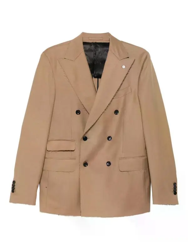L.B.M. 1911 Double-breasted Frayed-edge Blazer