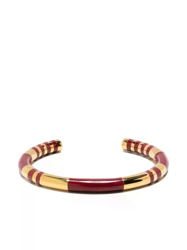 AURÉLIE BIDERMANN Striped Enamel Cuff Bracelet - Gold