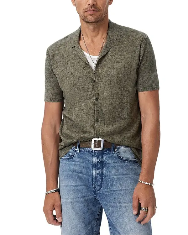 John Varvatos Nayeem Camp Collar Shirt - Sage Brush