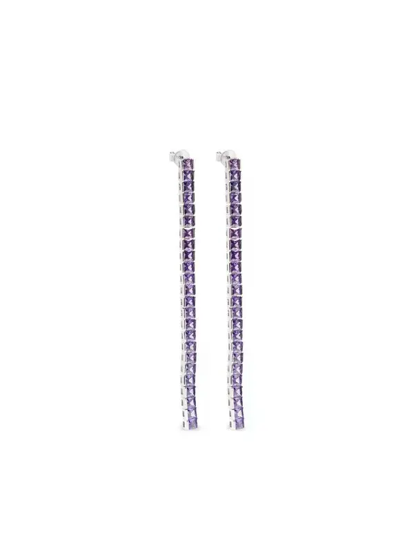 IZABEL DISPLAY Square Cut Stone Drop Earrings - Silver