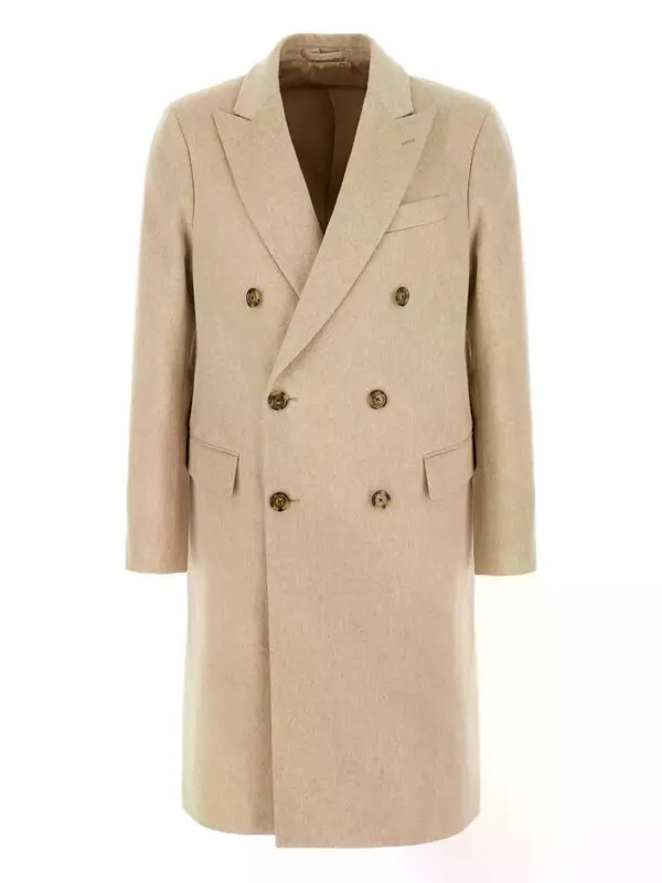 LARDINI Double-breasted Wool Coat - Neutrals