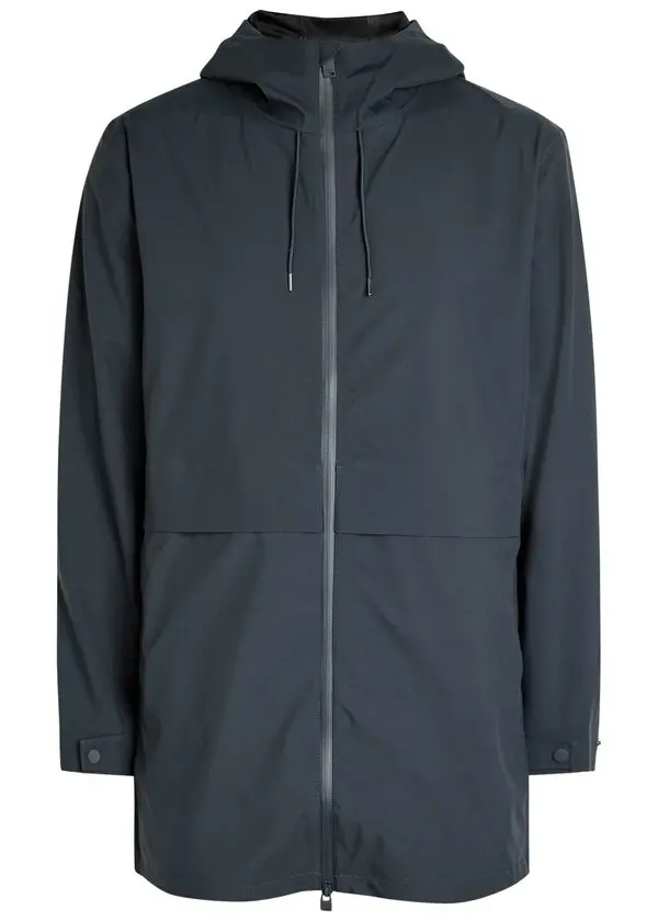 Rains Suva Hardshell Long Hooded Jacket - Navy