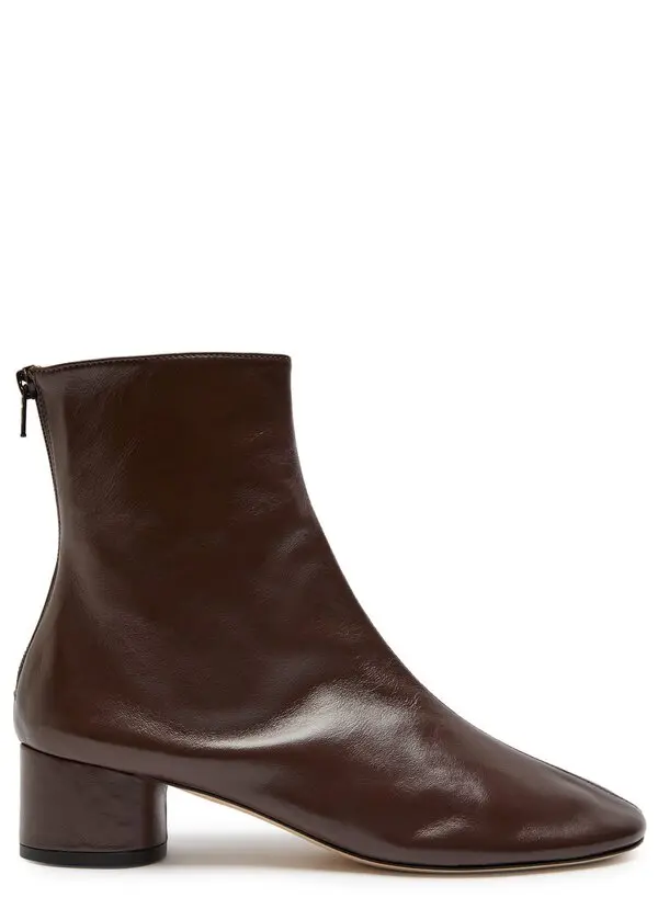 Dear Frances Harlie 45 Glossed Leather Ankle Boots - Brown