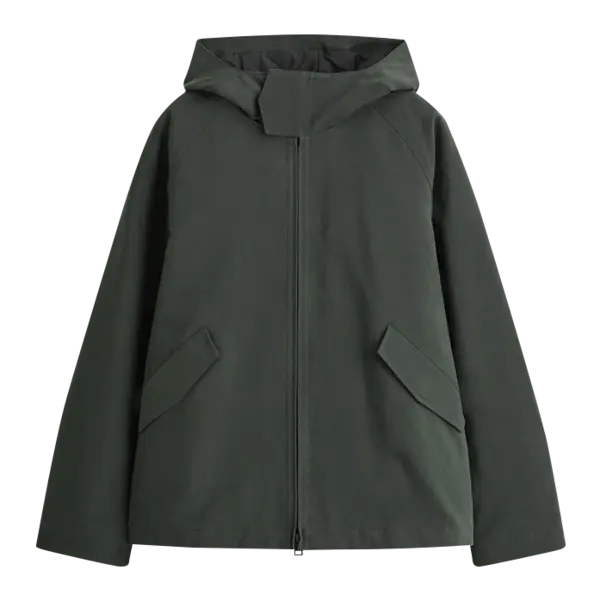 Cos Technical Pima Cotton Hooded Jacket - Green