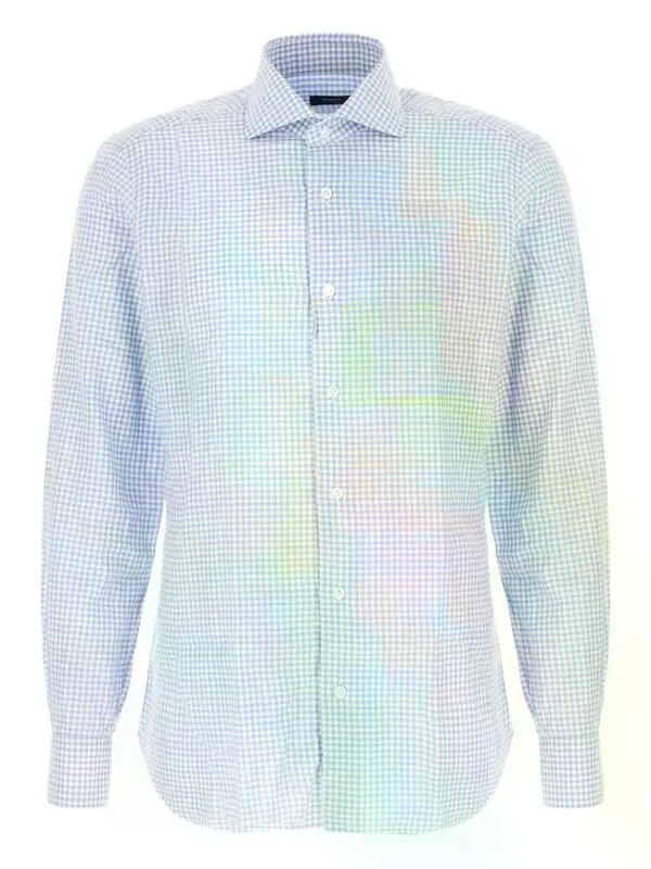BARBA NAPOLI Gingham-check Shirt - Blue