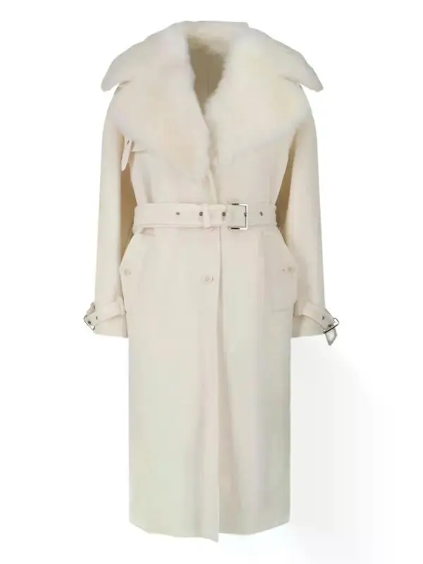 Ermanno Scervino Belted Coat With Fur Collar