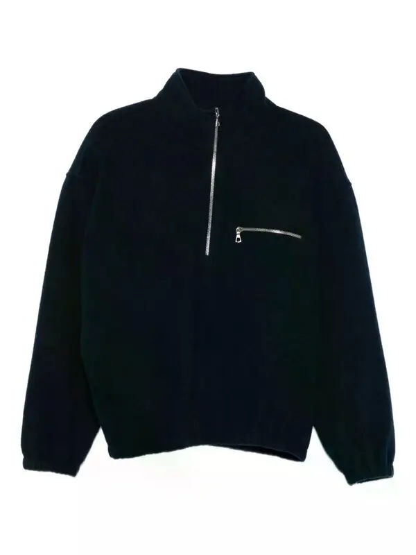 RIER Zip-pocket Wool Sweater - Blue
