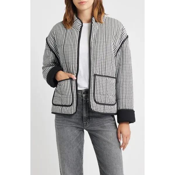 THREAD & SUPPLY Quilted Jacket - Black White Gingham
