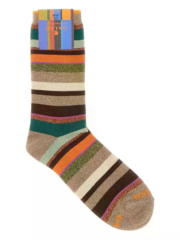 GALLO Striped Crew Socks - Brown