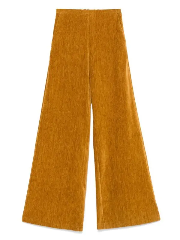 FORTE_FORTE Velvet High-waisted Trousers - Marrone Chiaro