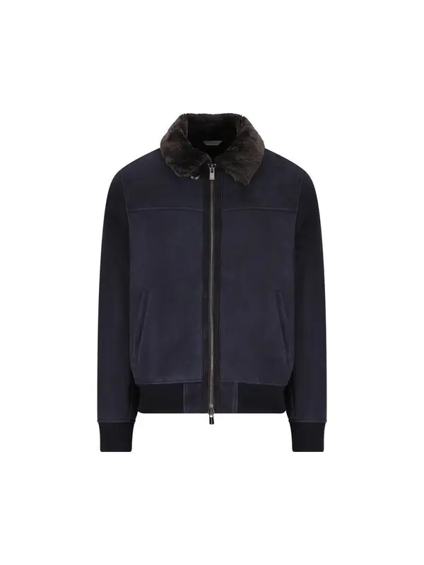 CONTRASTWAY Bomber Leather Jacket