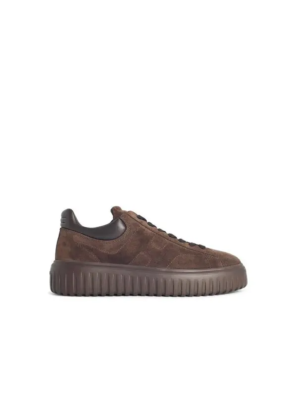 Hogan H-stripes' Suede Sneakers - Brown