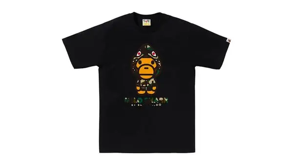 BAPE 1st Camo Milo Shark Fzh Tee Shirt - Black/yellow