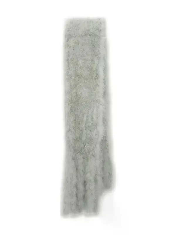 YVES SALOMON Fringed Feather Scarf - Grey