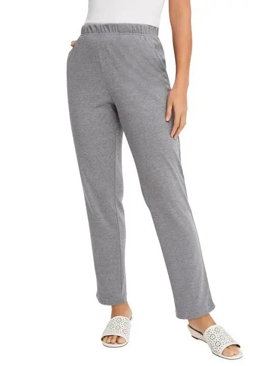 JESSICA LONDON Soft Ease Pull-on Pants - Medium Heather Grey