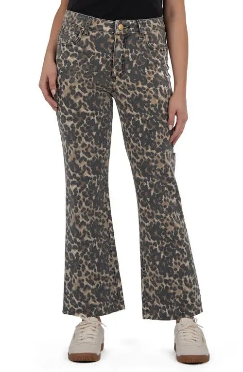Kut From The Kloth Kelsey Leopard Print Flare Jeans - Tan/brown