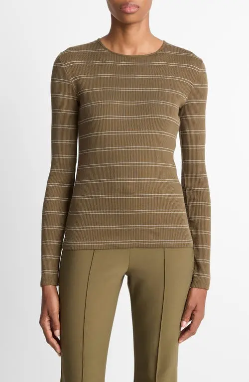 Vince Stripe Rib Top - Cypress Combo