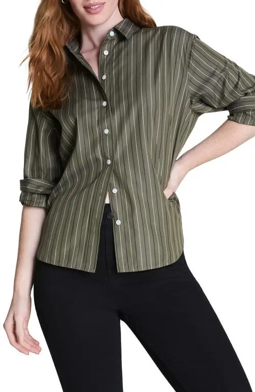 SPANX® Oversized Poplin Button-up Shirt - Dark Pine Multi