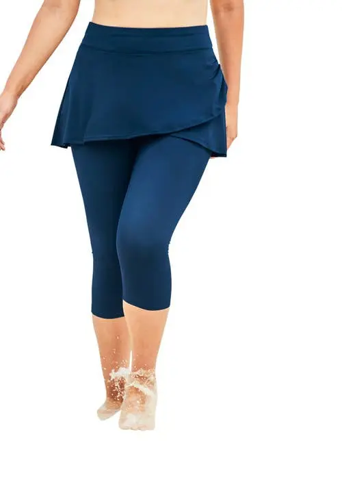 SWIM 365 Skirted Swim Capri Pant - Navy