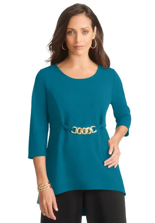 JESSICA LONDON High-low Buckle Tunic - Deep Teal