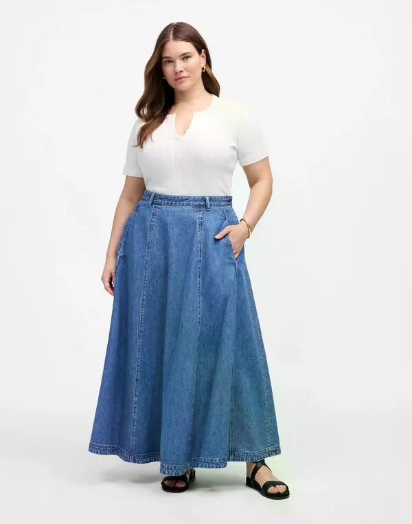 Madewell Plus Airy Denim Midi Skirt