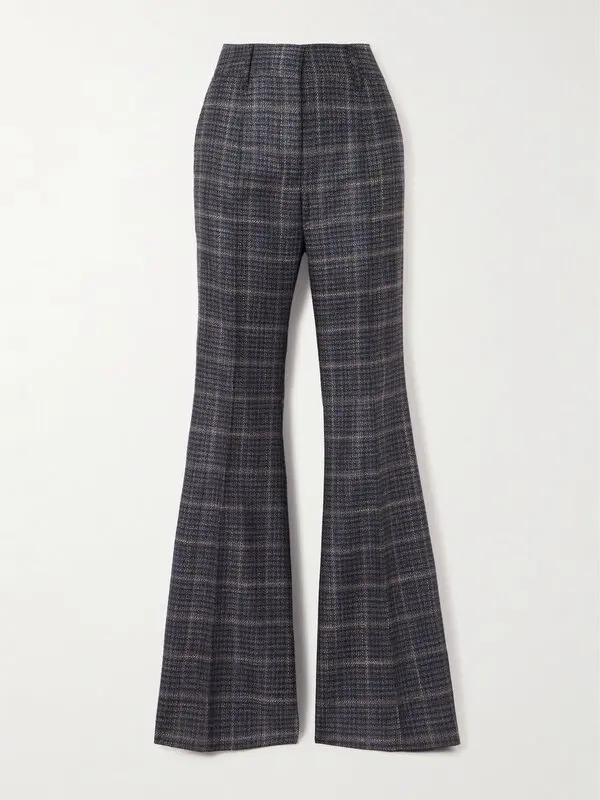 Gabriela Hearst Rhein Checked Flared Pants - Gray