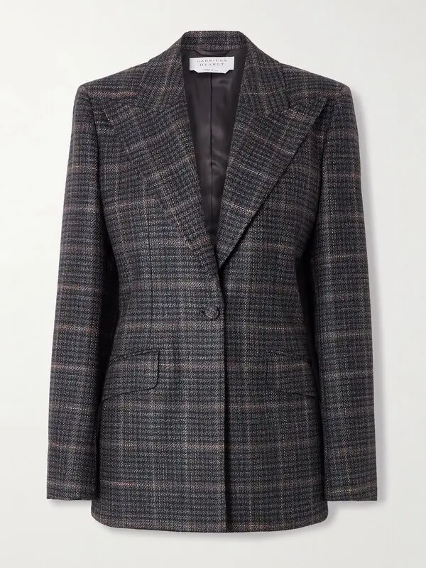 Gabriela Hearst Leiva Checked Wool And Silk-blend Blazer - Gray
