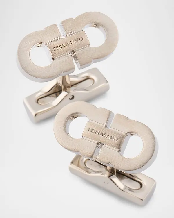 FERRAGAMO Brushed Gancini Logo Cufflinks - Palladio