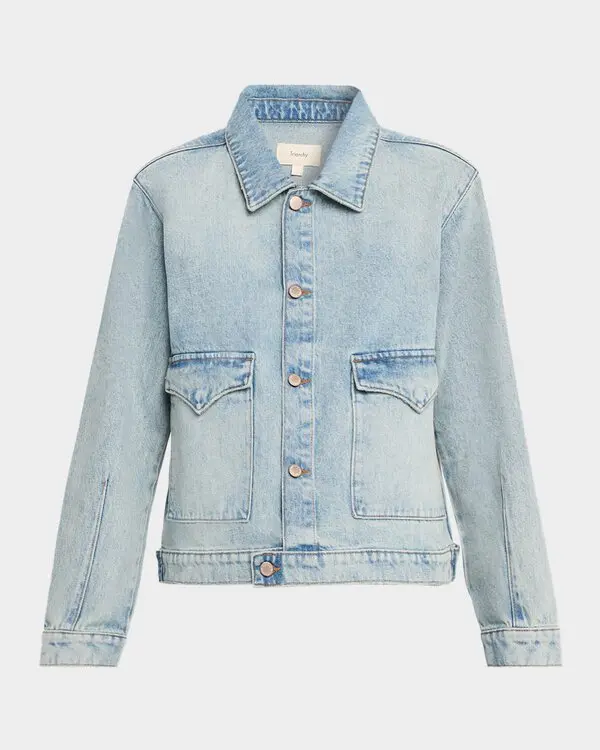 TRIARCHY Lillian Boxy Western Denim Jacket - Blue