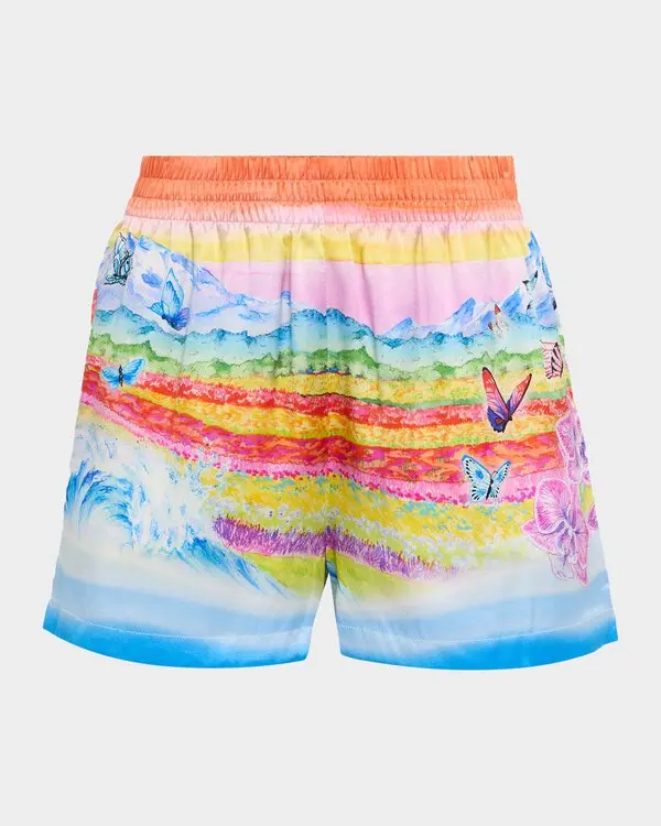 Casablanca Printed Silk Pull-on Shorts - Mltpat
