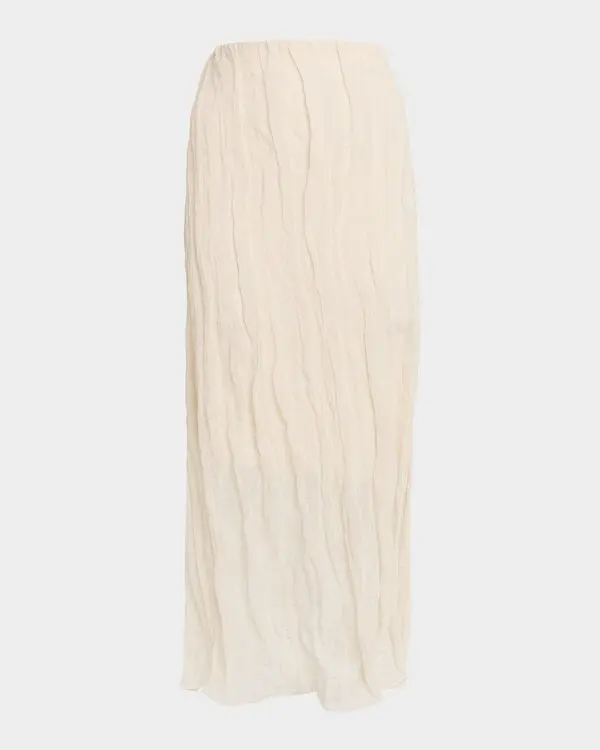 Brandon Maxwell James Crinkled Cotton Midi Skirt - Oyster