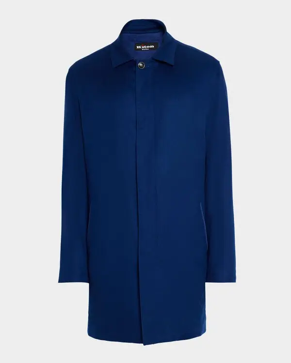 Kiton Cashmere Overcoat With Hidden Zip Closure