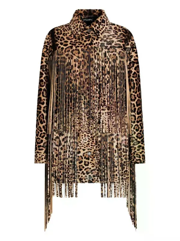 Dolce & Gabbana Leopard-print Fringe Coat - Brown
